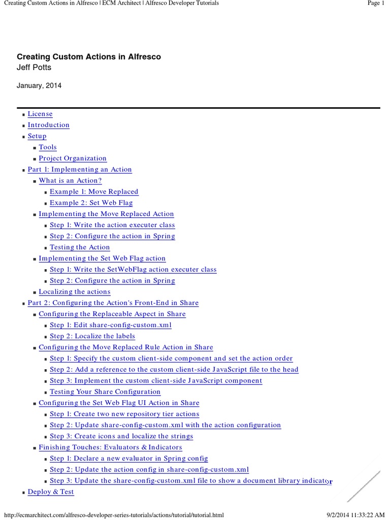 Ivcreating Custom Actions In Alfresco Ecm Architect Alfresco Developer Tutorials Download 