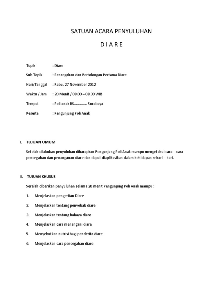 Contoh SAP Diare | PDF