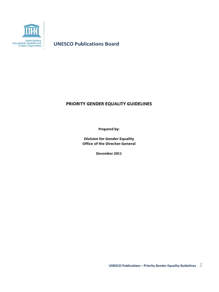 UNESCO Gender Equality Guidelines 2011 | PDF | Gender Role | Gender ...