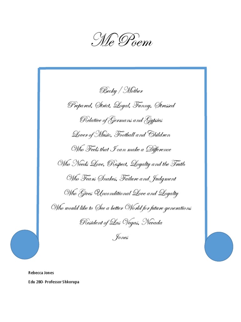 Personal Reflection Poem by Rebecca Jones | PDF | Wellness
