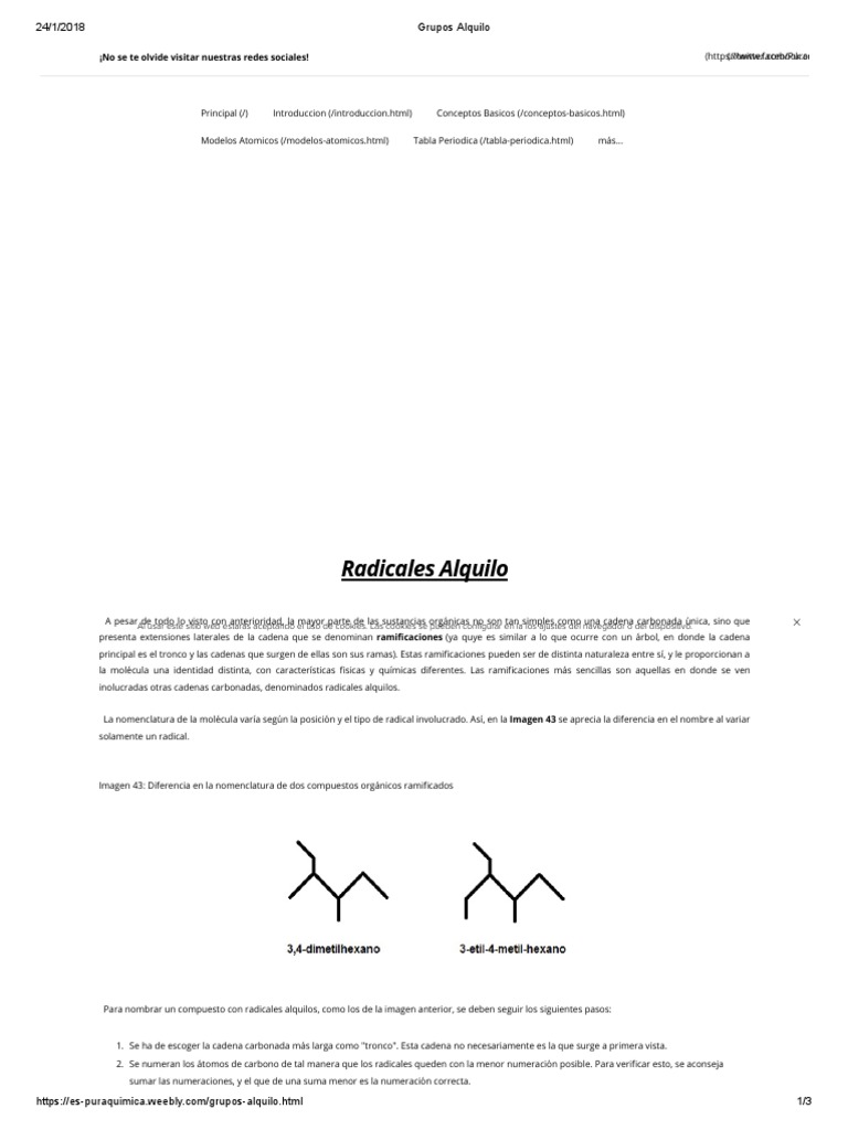 Nomenclatura de Grupos Alquilo | PDF | Radical (Química) | Compuestos ...