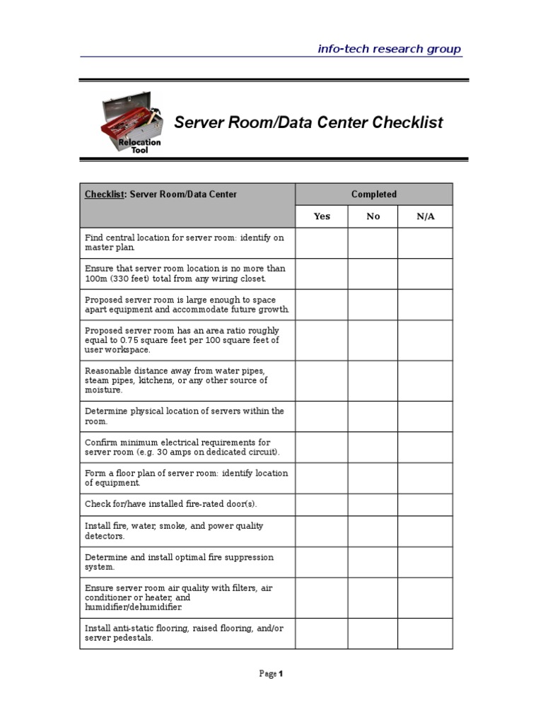 Checklist Server Room-Data Center | PDF