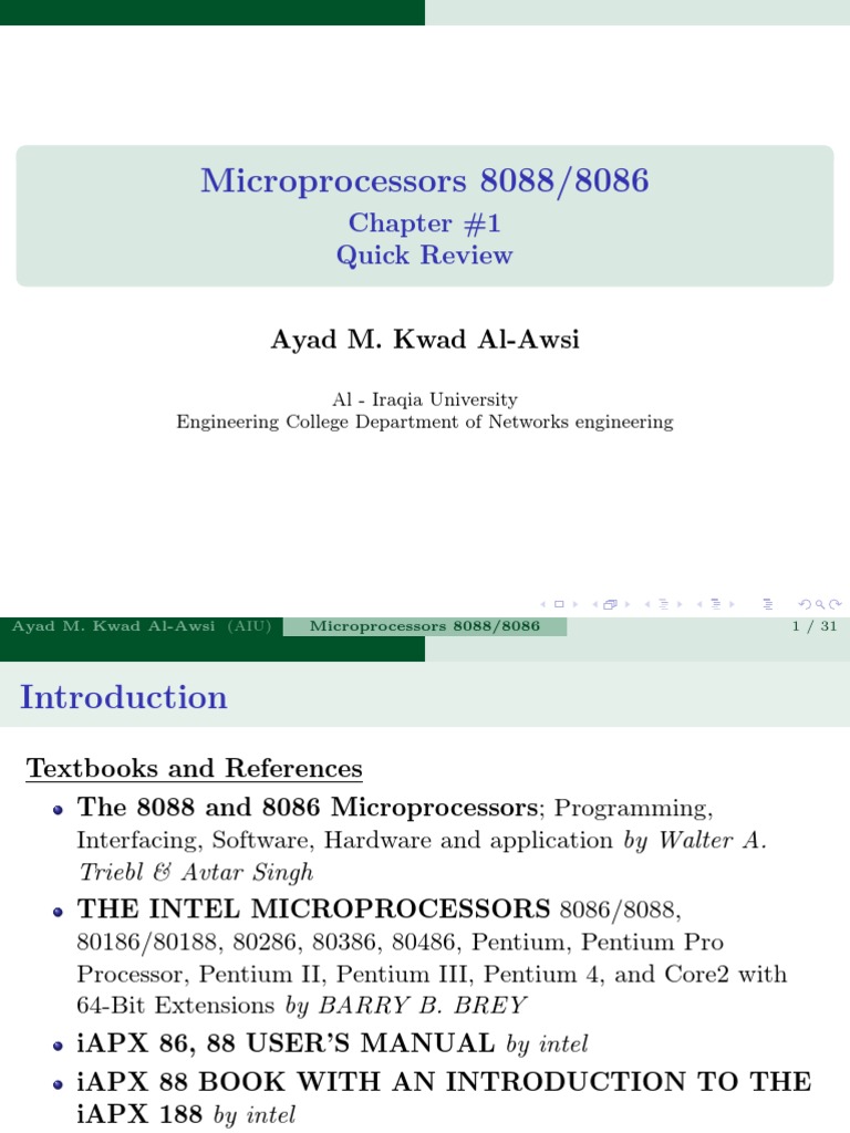 Microprocessor 8086 Lecture 1 by Ayad M.Kwad | PDF | Binary Coded Decimal | Decimal