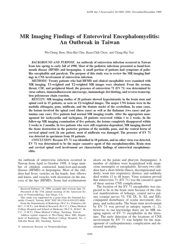 Enterovirus Imaging | PDF | Poliomyelitis | Brainstem