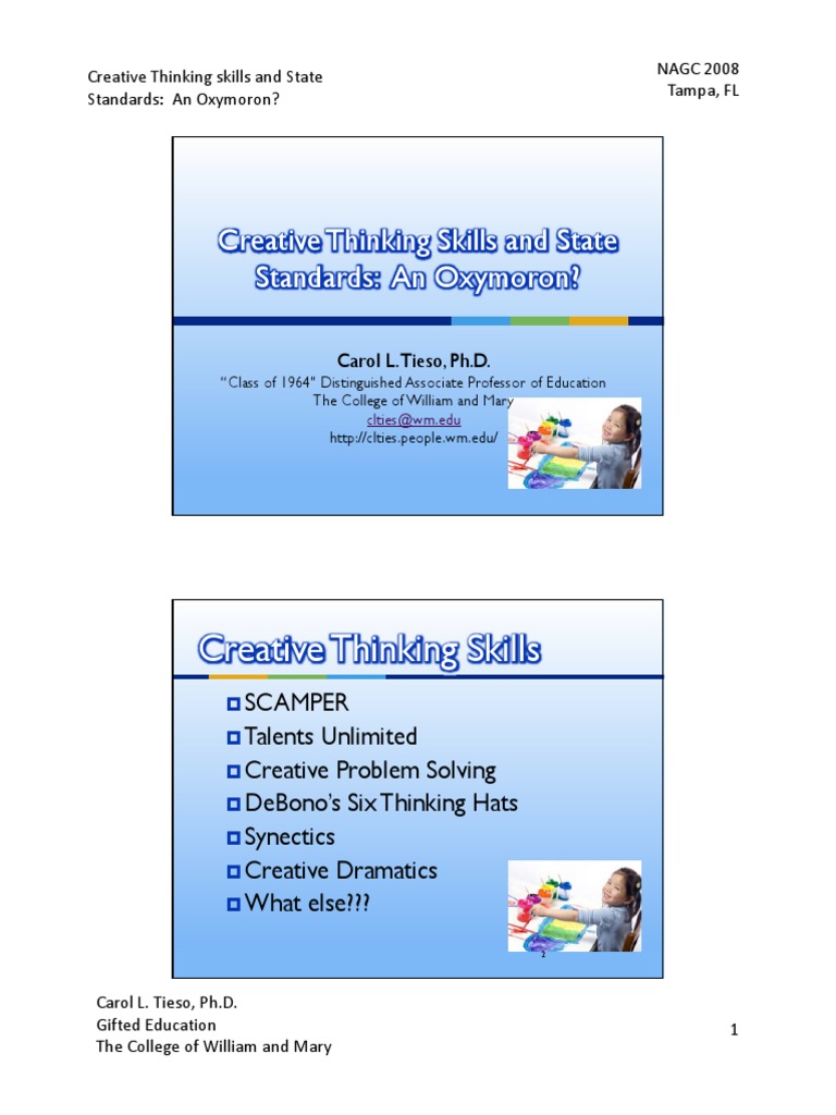 Creative Thinking Skills | PDF | Gifted Education | Creativity