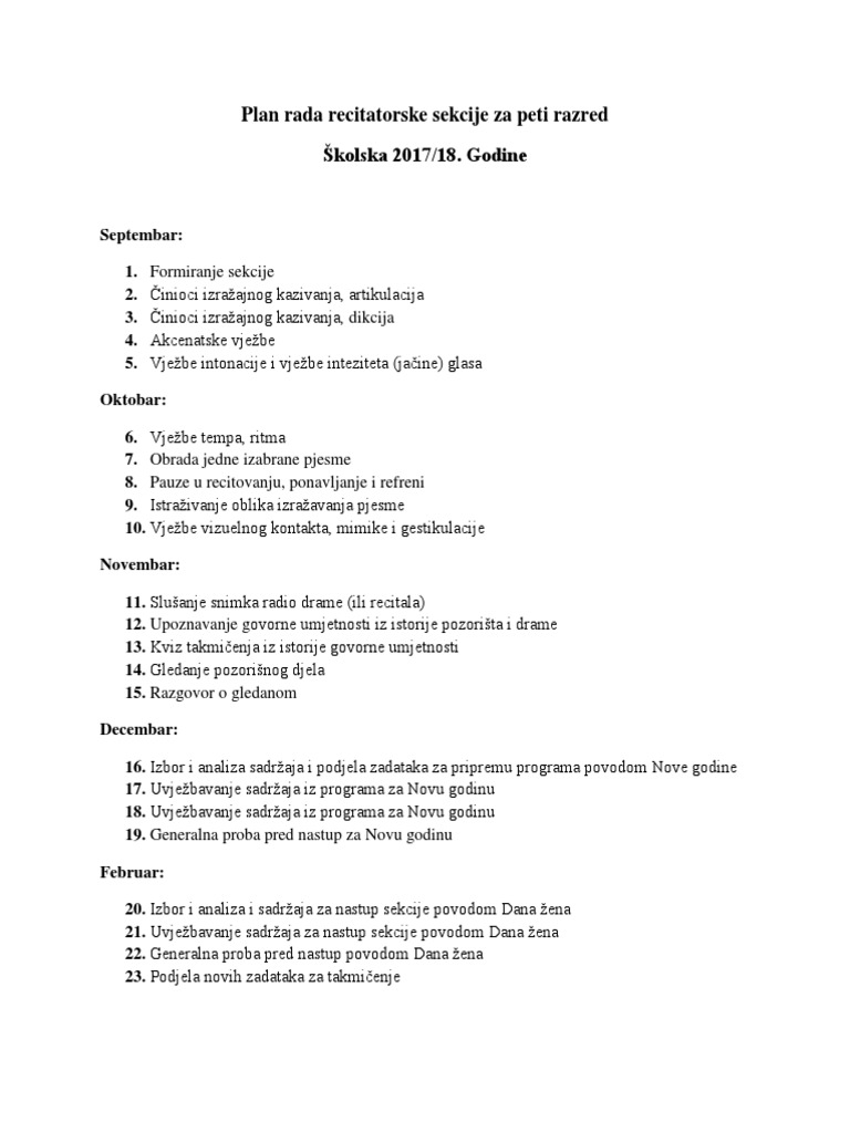 Recitatorska Sekcija | PDF