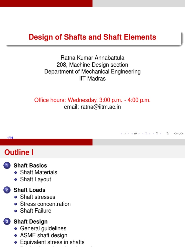 Shaft Design - IITM | Download Free PDF | Strength Of Materials | Bending
