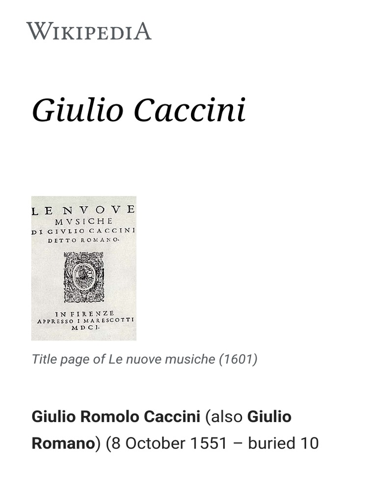 Giulio Caccini: Renaissance to Baroque | PDF | Classical Music ...