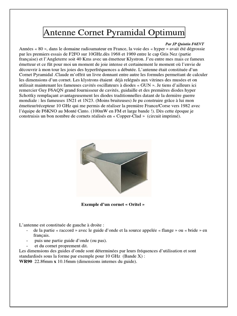 Antenne Cornet Pyramidal en Hyperfréquences | PDF | Émetteur | Antenne ...