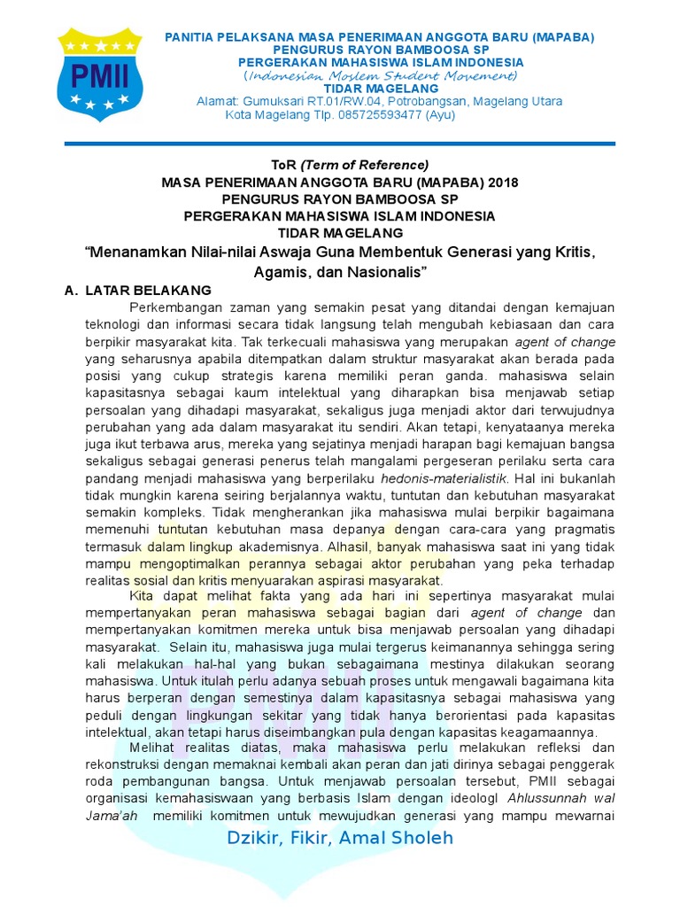 ToR Mapaba Rayon Bamboosa SP | PDF | Sains & Matematika