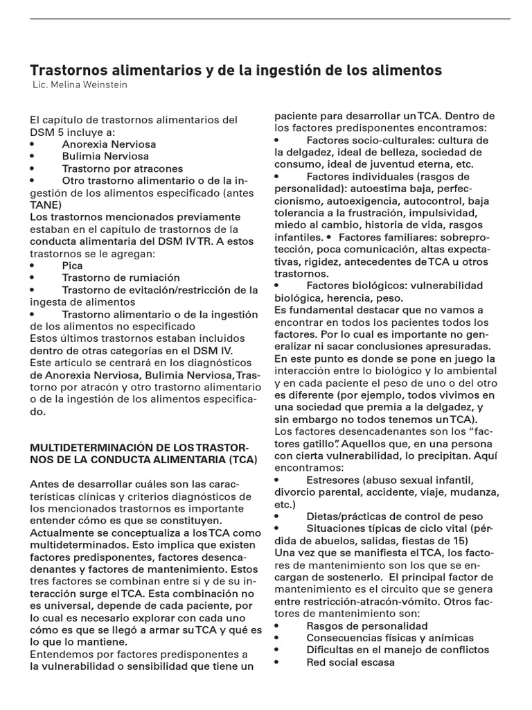 Trastornos Conducta Alimentaria PDF | PDF | Bulimia nerviosa | Desorden ...