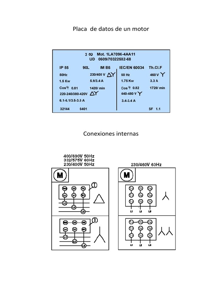 Placa de Datos de Un Motor | PDF | Corriente eléctrica | Transformador