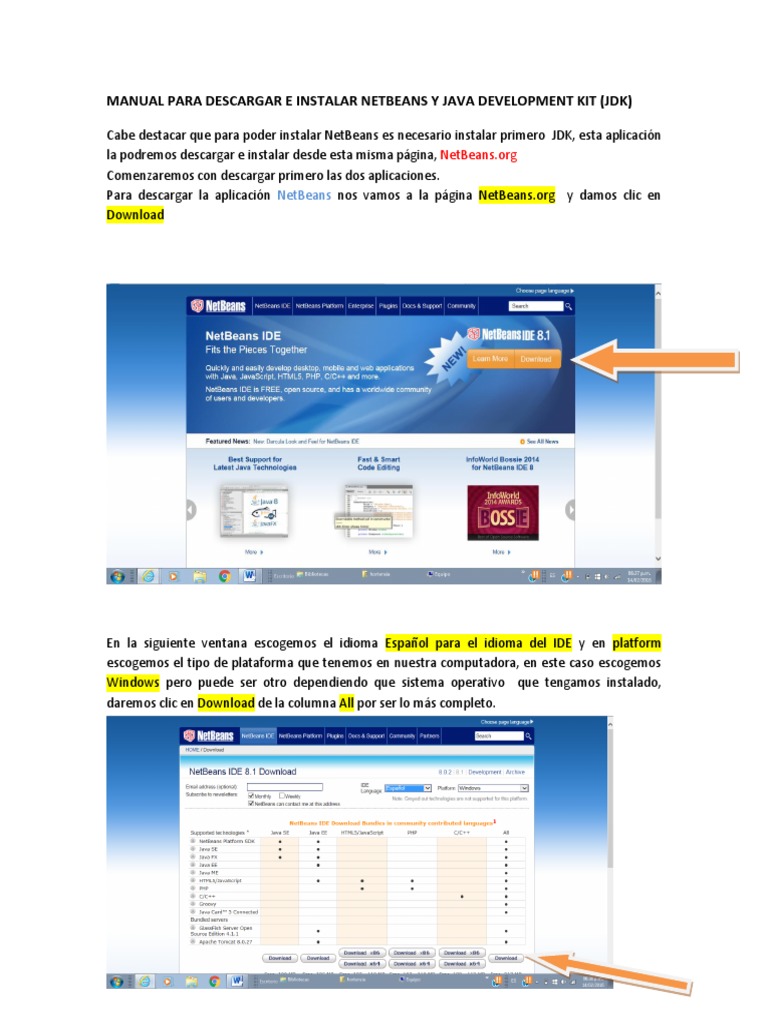 Manual para Descargar e Instalar NetBeans y Java Development Kit PDF ...