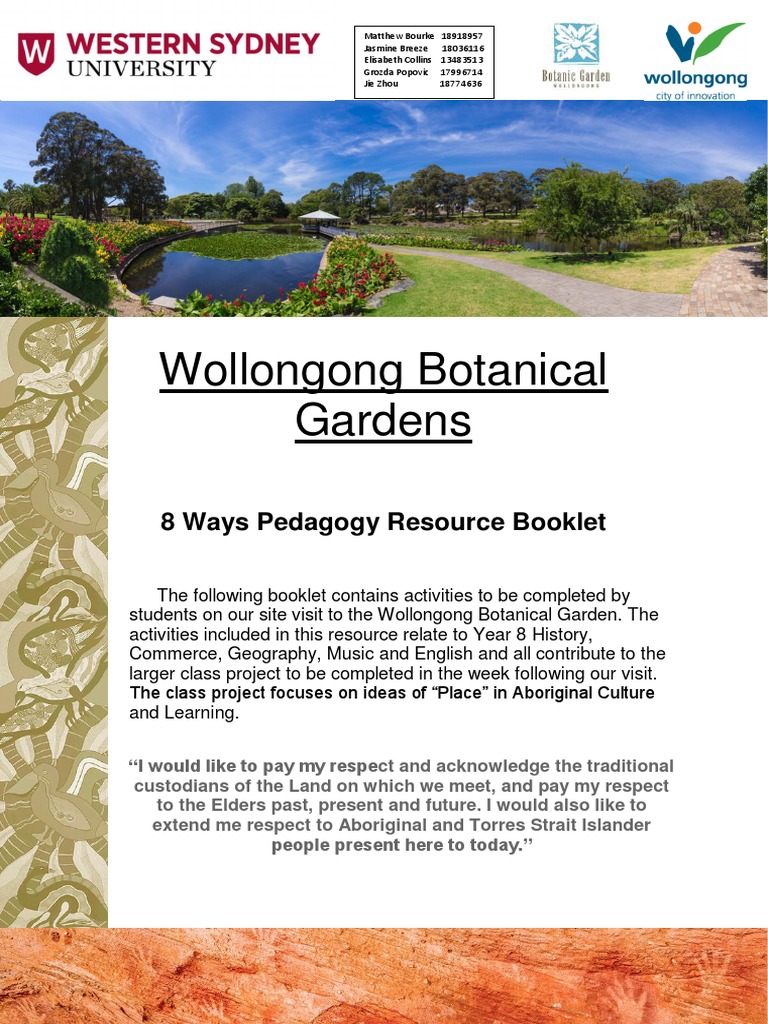 Wollongong Botanical Gardens: 8 Ways Pedagogy Resource Booklet | PDF ...