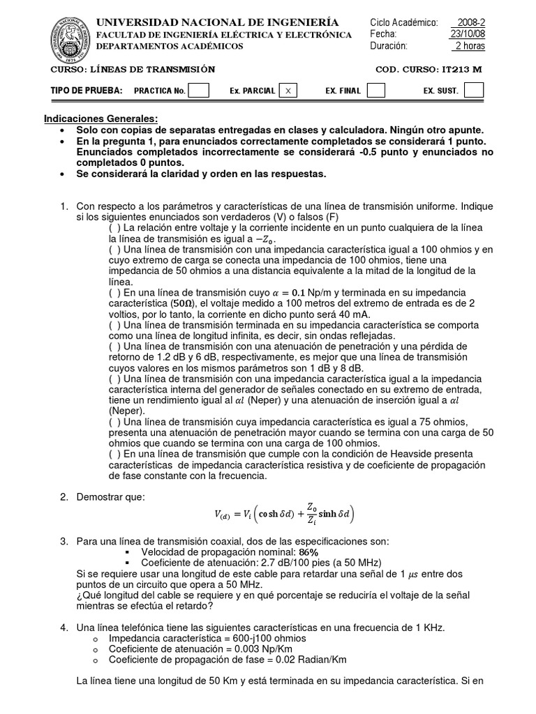 Curso de Líneas de Transmisión IT213 M | PDF | Línea de transmisión ...