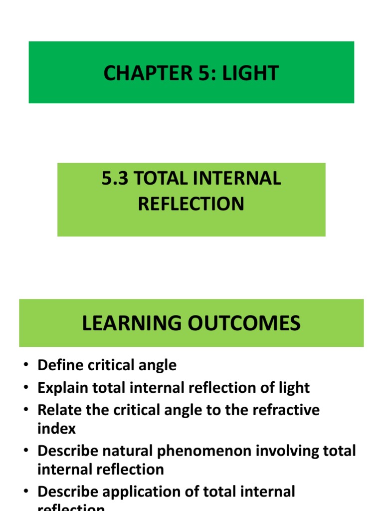 5.3 QUICK REVISION Total Internal Reflection | PDF | Reflection ...