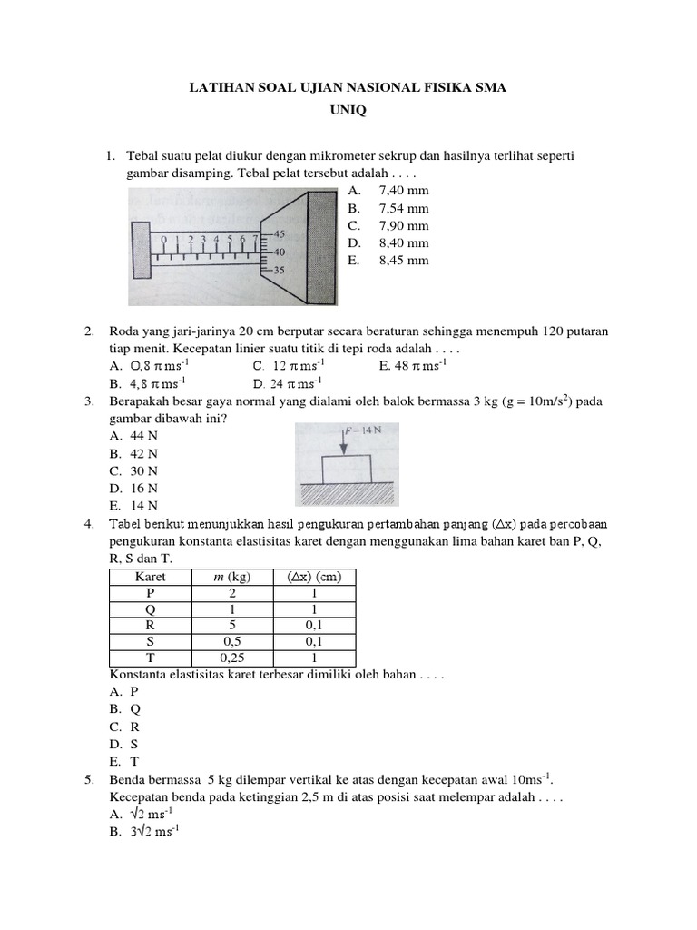 Latihan Soal Ujian Nasional Fisika Sma | PDF
