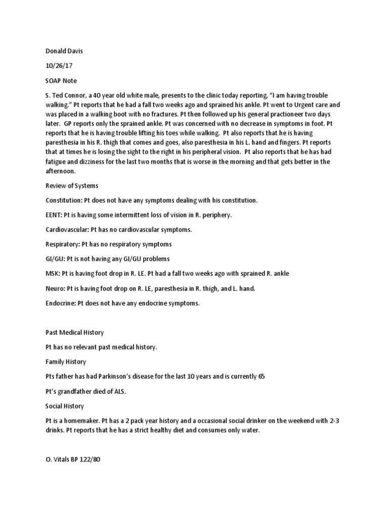 10-26 Soap Note | Anatomical Terms Of Motion | Health Sciences
