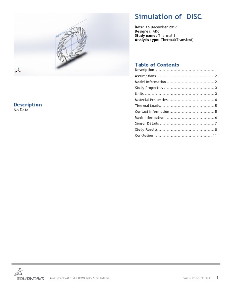 DISC Thermal Analysis | PDF | Density | Temperature