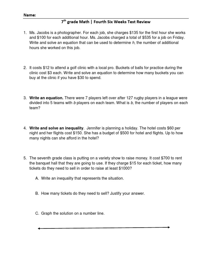 7th Grade Math Test Review | PDF | Teaching Mathematics