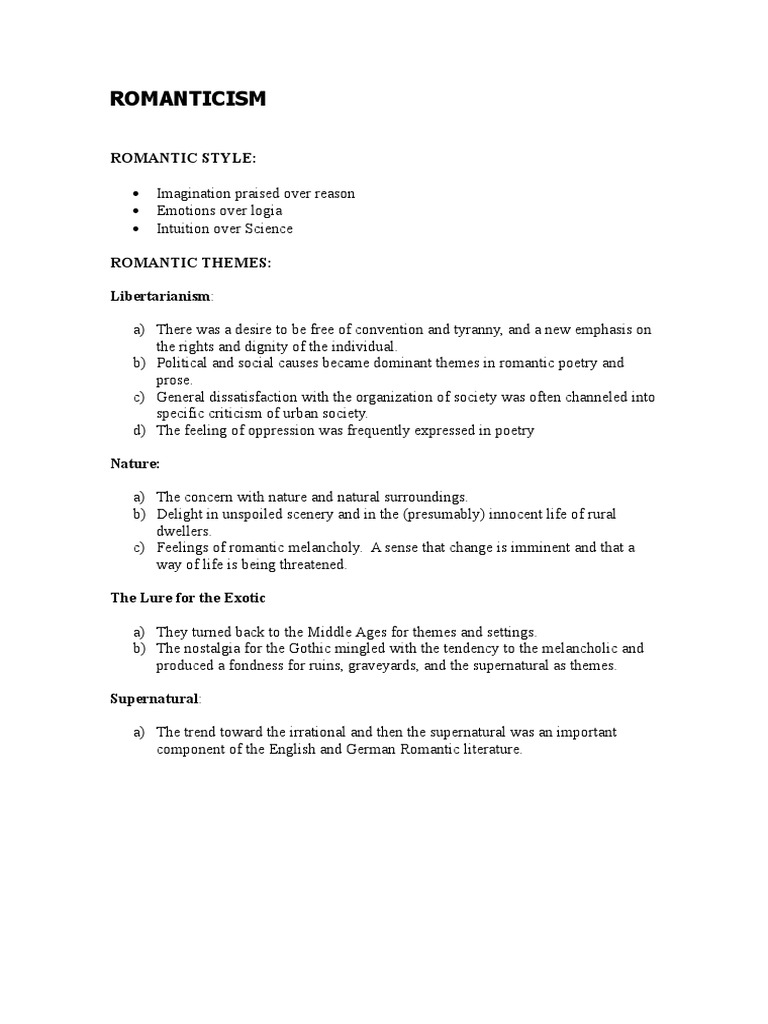 Romanticism: Romantic Style | PDF | History | Classics