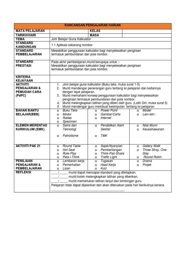 Contoh Rph Ithink Matematik Tahun 6 - AngelatPeterson