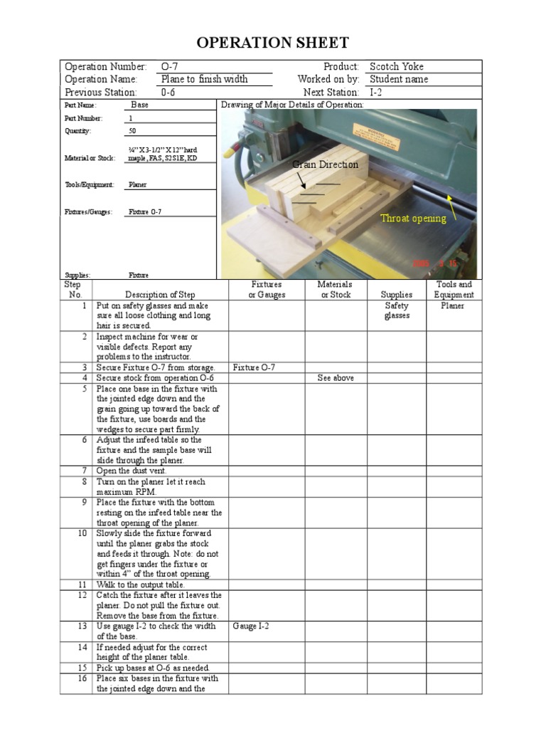 Sample Operation Sheet.doc | Crafts | Equipment | Free 30-day Trial ...