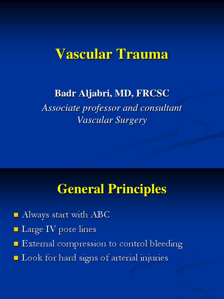Vascular Trauma | PDF | Ischemia | Major Trauma