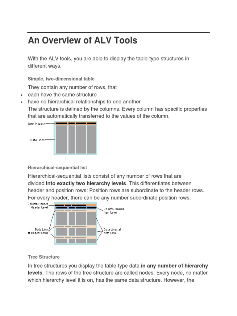 An Overview of ALV Tools: Simple, Two-Dimensional Table | PDF