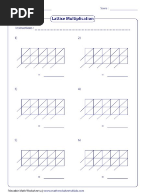Lattice Multiplication Worksheets Lattice Multiplication Poster