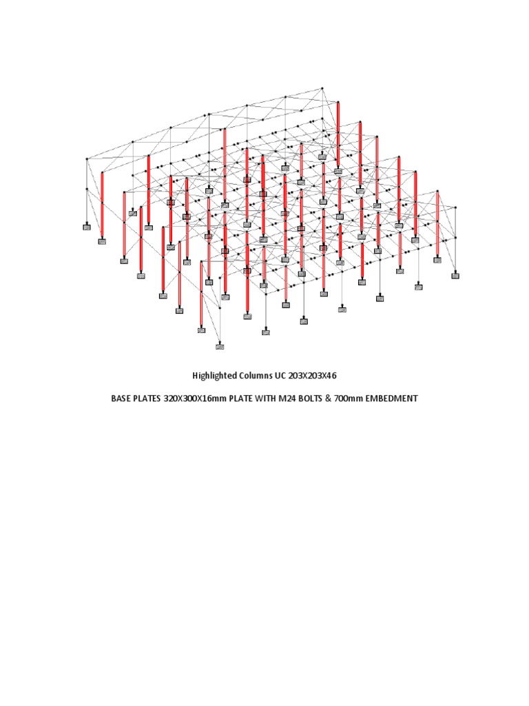 Highlighted Columns UC 203X203X46 Base Plates 320X300X16Mm Plate With ...