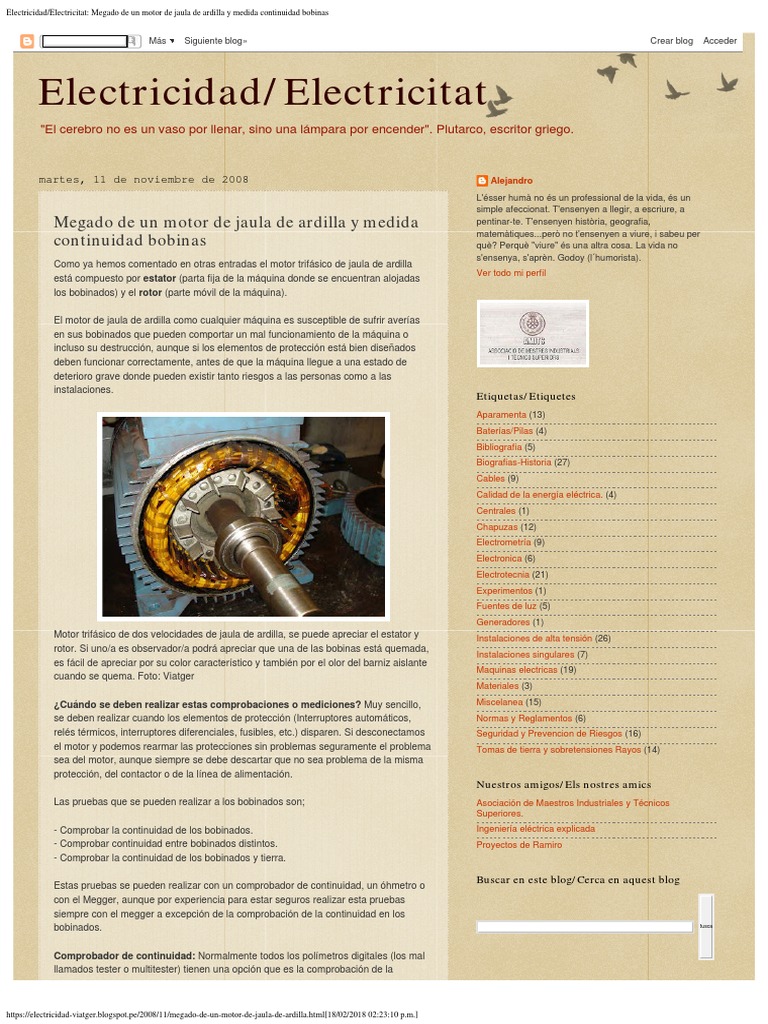 ElectricidadElectricitat Megado de Un Motor de Jaula de Ardilla y ...