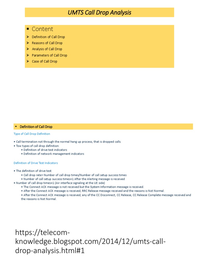 UMTS Call Drop Analysis | PDF