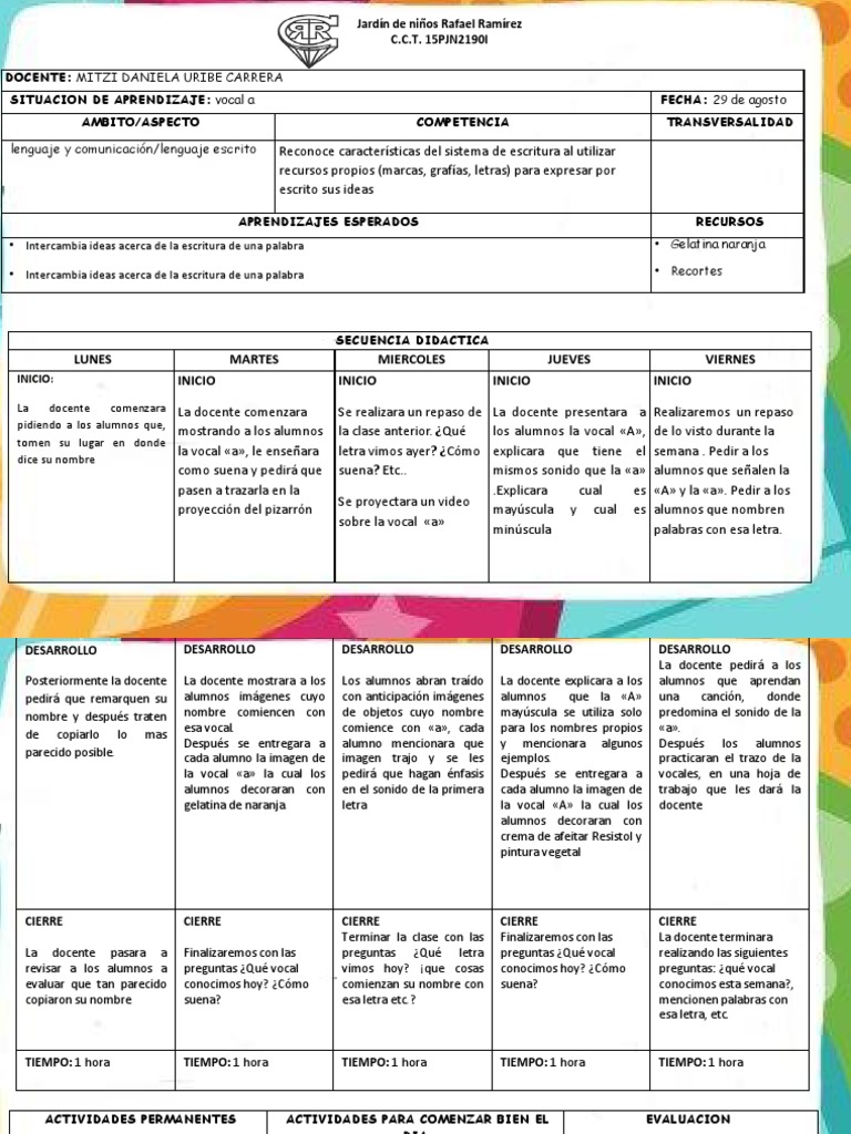 Ejemplo de Planeacion Kinder | PDF | Jardín de infancia | Maestros