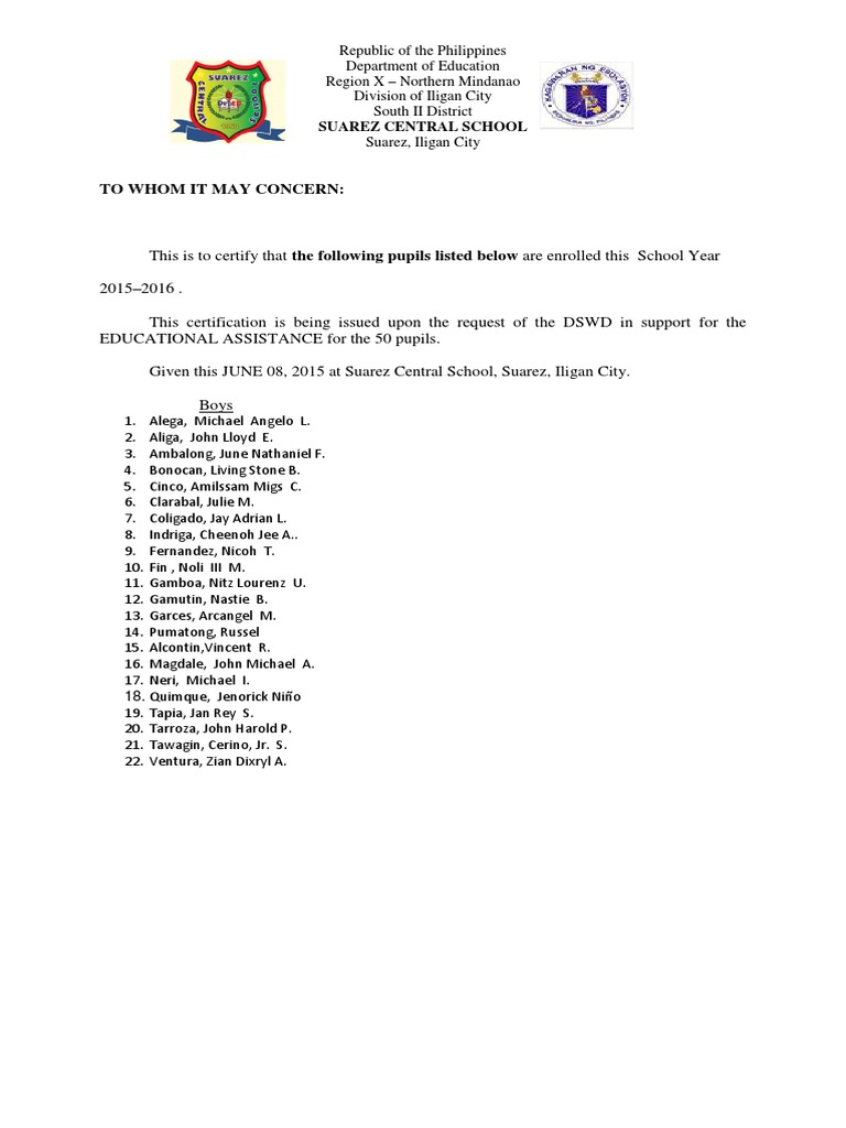 Certification DSWD | PDF