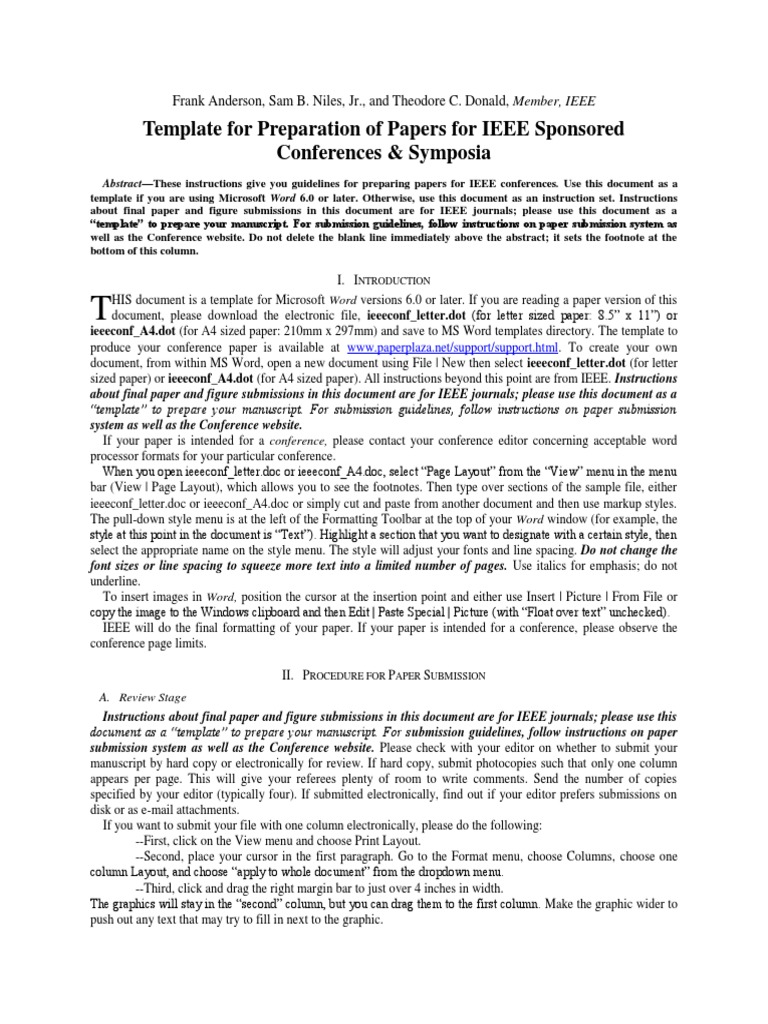 Template For Preparation of Papers For IEEE Sponsored Conferences ...