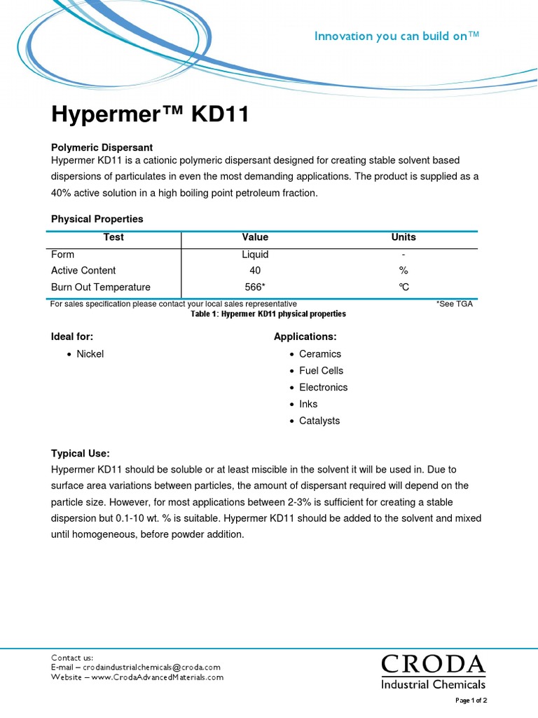 0316 ICDS012v2.1 Hypermer KD11 | PDF | Solubility | Solvent