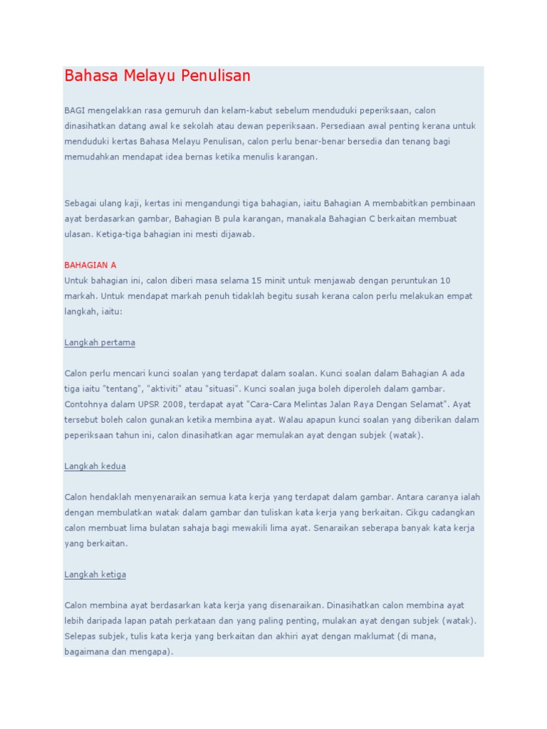 Bahasa Melayu Penulisan | PDF