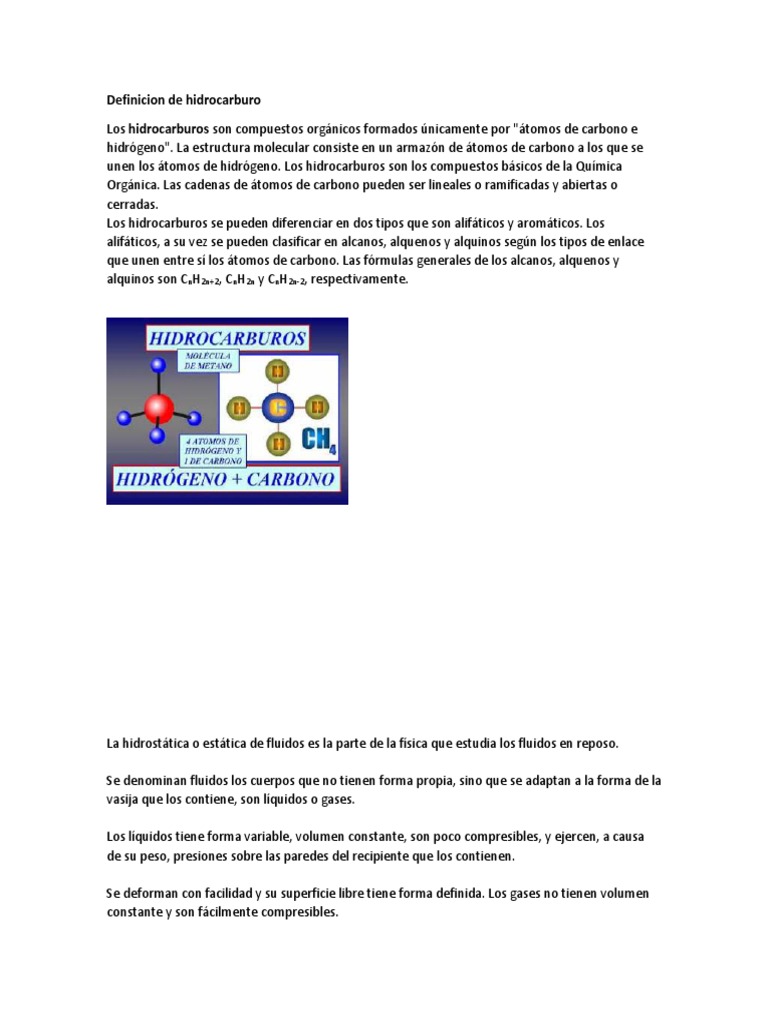 Definicion de Hidrocarburo | PDF | Hidrocarburos | Líquidos