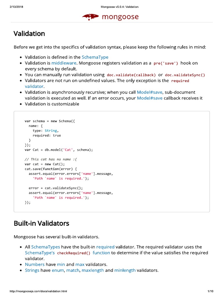 Mongoose Validation | PDF