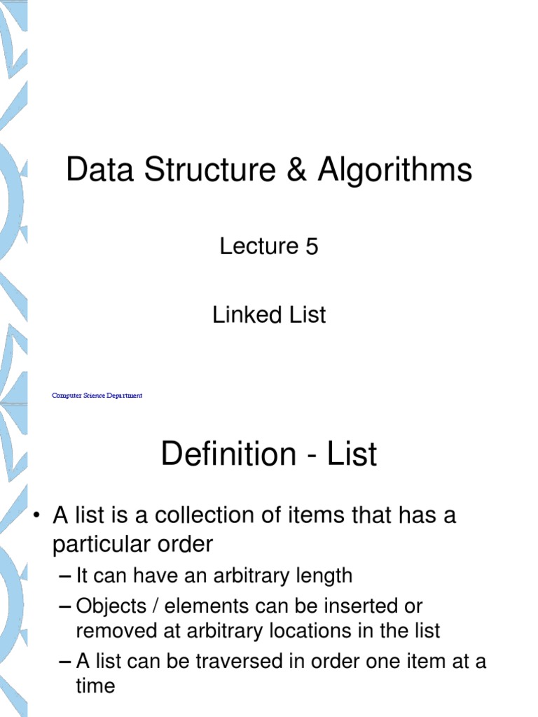 Lecture 11 12 Ds Linked List Download Free Pdf Array Data Structure Pointer Computer