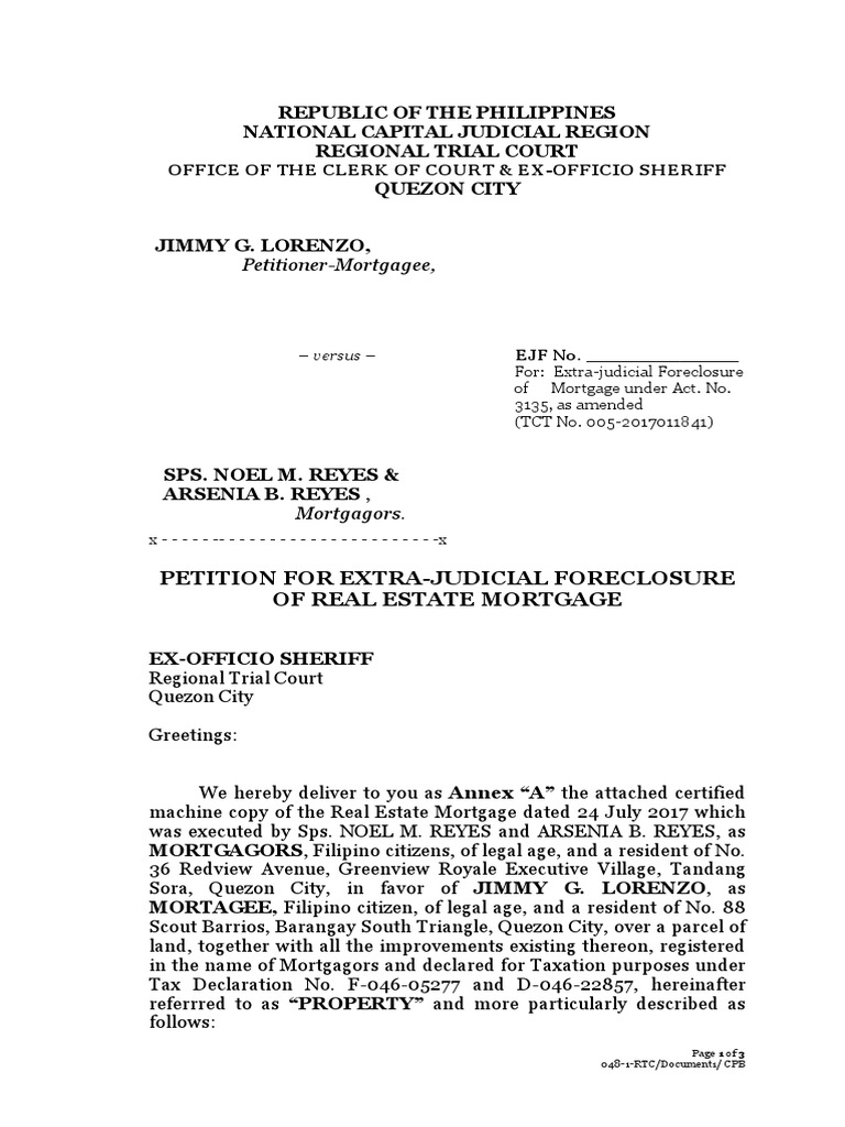 Extrajudicial Foreclosure | PDF | Mortgage Law | Foreclosure