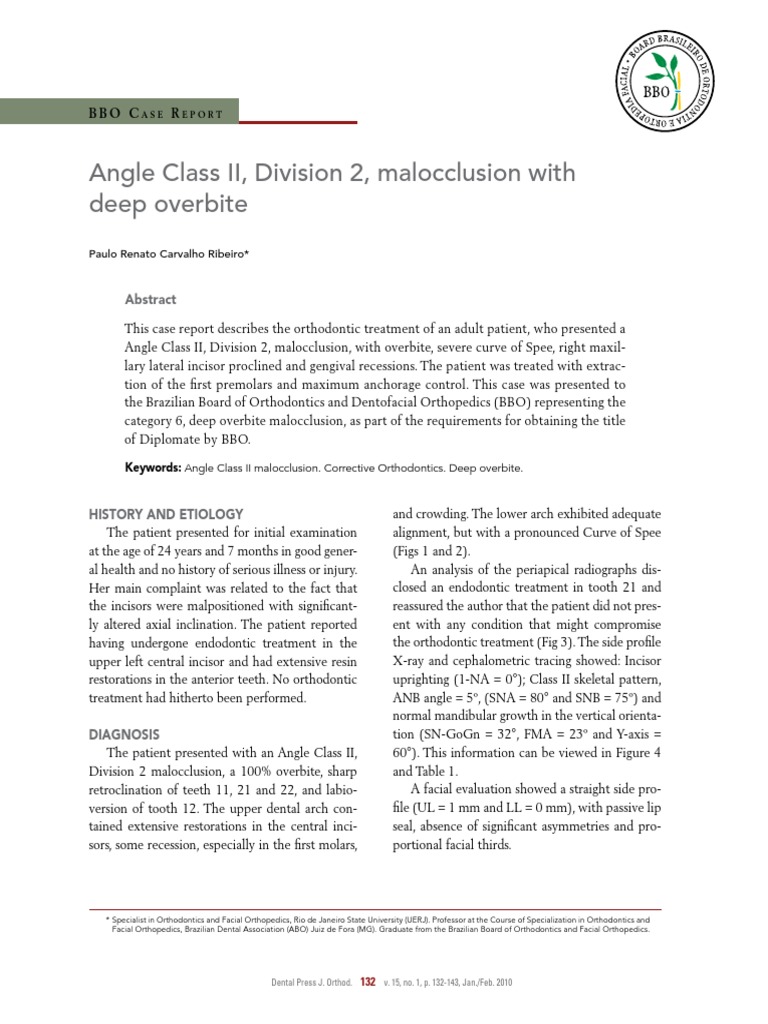Correction of Angle Class II Division 2 Malocclusion with Deep Overbite ...