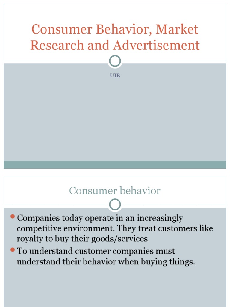 Consumer Behavior, Market Research and Advertisement | PDF | Consumer ...