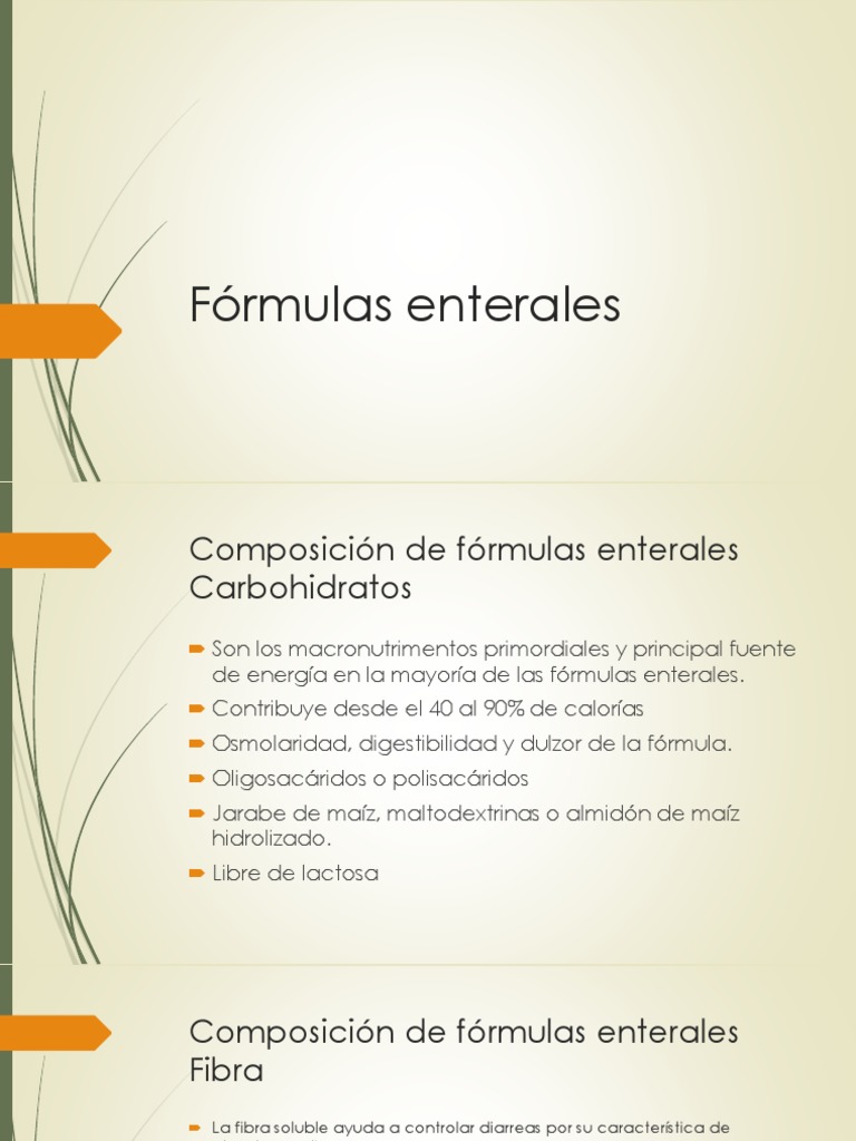 Fórmulas Enterales | PDF | Proteínas | Fibra dietética