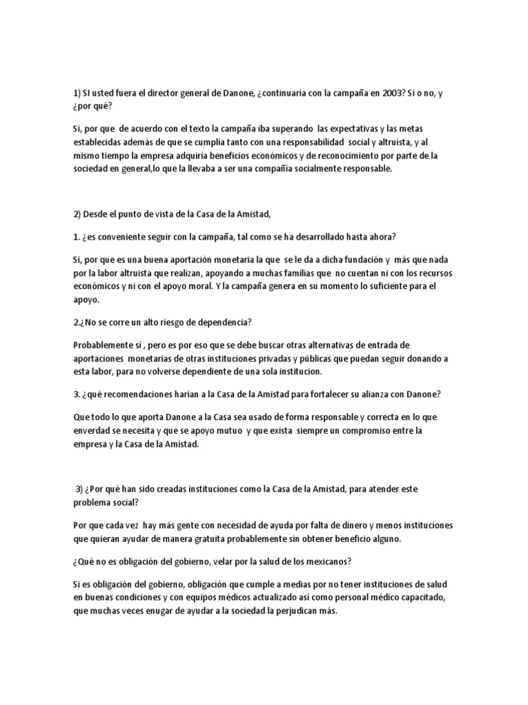 Preguntas Caso Danone | PDF