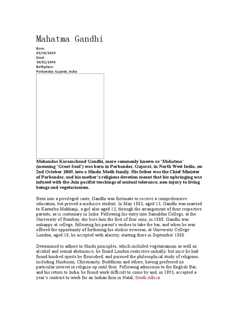 Mahatma Gandhi1 | PDF | Mahatma Gandhi | Religion And Belief