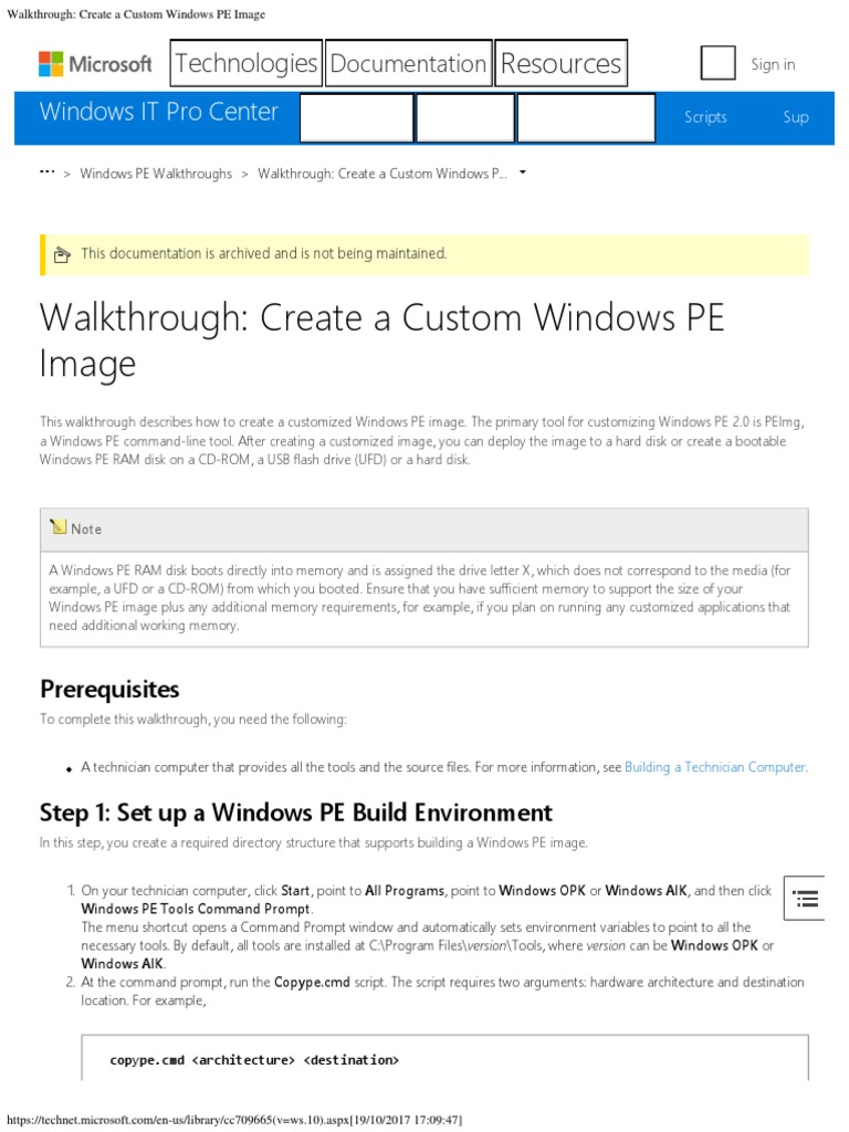 Walkthrough Create A Custom Windows PE Image | PDF | Booting | Command Line Interface