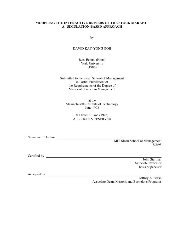 Modeling The Interactive Drivers of The Stock Market - A Simulation ...