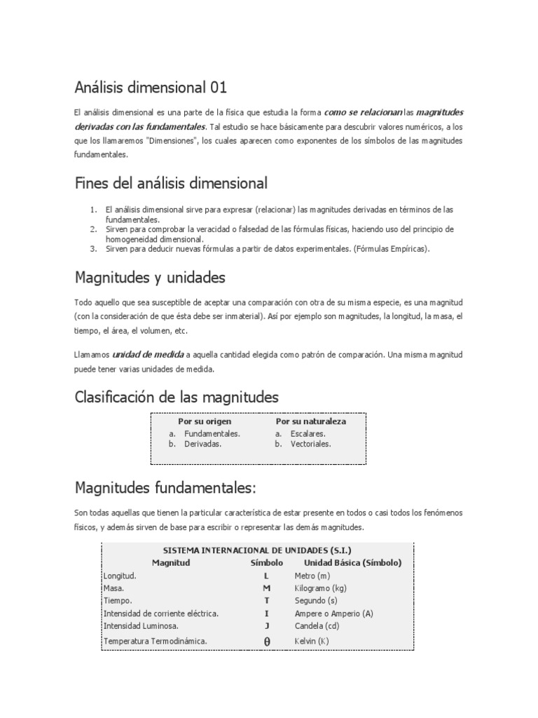 Análisis Dimensional en Física | PDF | Sistema Internacional de ...